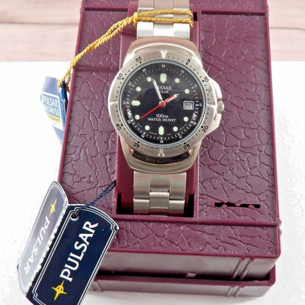 Seiko PULSAR SOLAR Watch Ladies Stainless Steel 100m Date PUC021 NEW ...