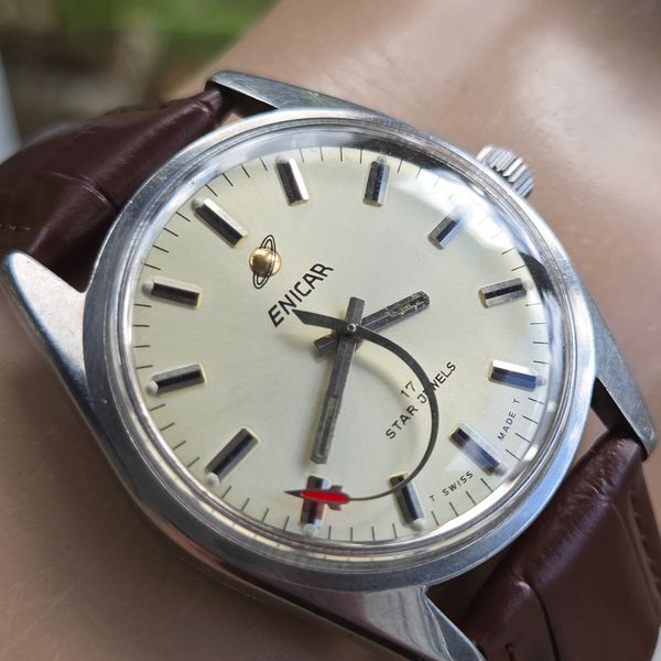 Vintage ENICAR men's manual wind watch AR-160 Rocket second hand swiss ...