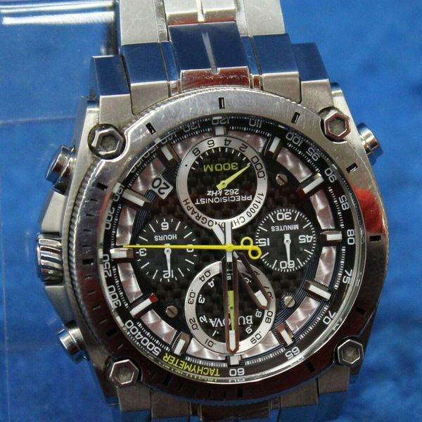 Men's Bulova 96B175 Precisionist Stainless Steel Watch 46.5 MM C877883 ...