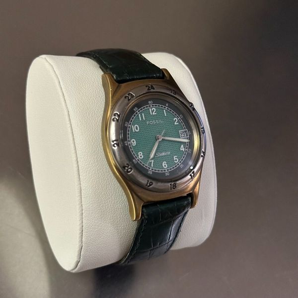 Fossil StarMaster Watch Vintage Quartz LU-2509 Date Analog Green ...