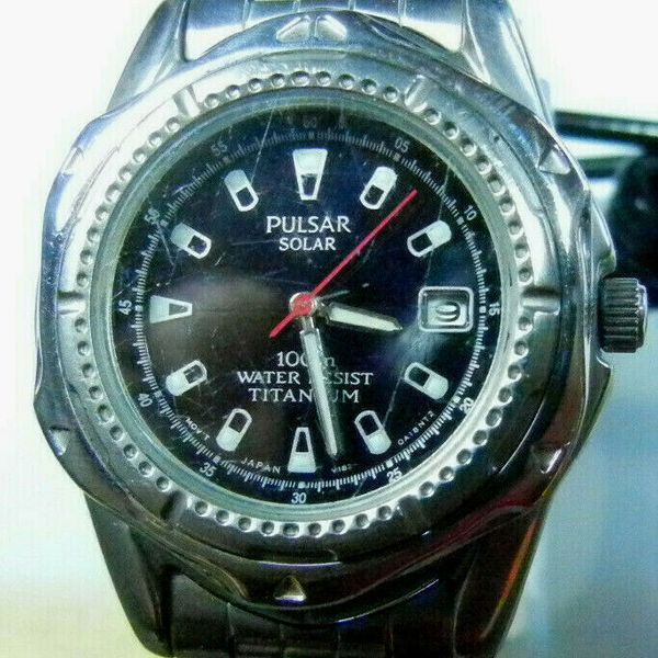 PULSAR "Solar" Women's 10ATM Quartz Titanium Case Dive Watch-RUNS-FREE ...