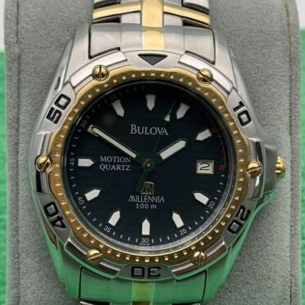 Bulova Motion Quartz Kinetic Two Tone Millenna 100M Mens Watch ...