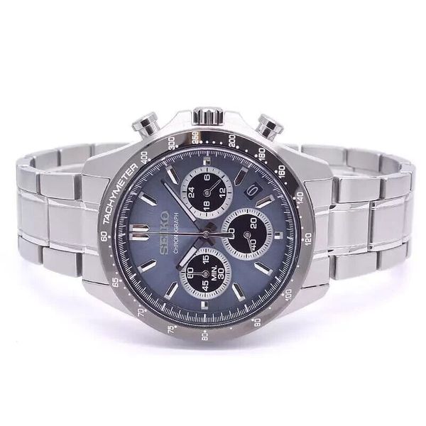 SEIKO Spirit SBTR027 Light Blue Stainless Chronograph Men`s Watch New ...