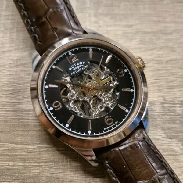 Mens Rotary Vintage Style Skeleton Automatic Watch | WatchCharts ...
