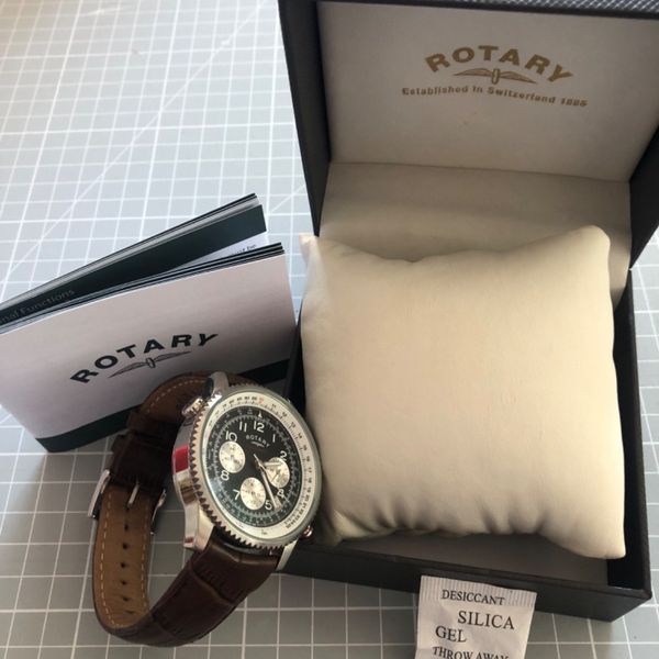 Rotary Chronospeed Men's 42mm watch, new Battery, leather strap ...