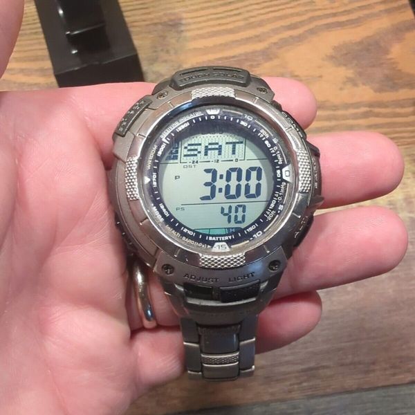 Casio Pathfinder Atomic Solar Titanium Triple Sensor Men's Watch PAW ...