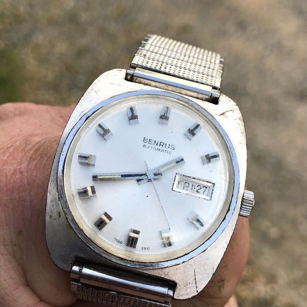 VINTAGE BENRUS AUTOMATIC MEN'S SWISS WATCH WITH DAY DATE 7130 350 | WatchCharts Marketplace
