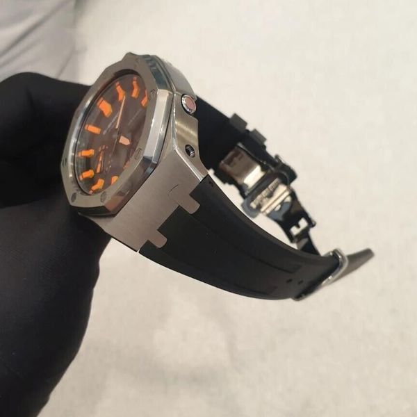 Custom Casio G-Shock GA-2100, CasiOak -Titanium Grey & Orange accent ...