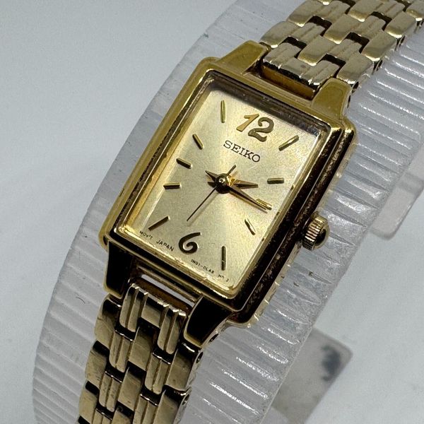 Vintage Seiko Quartz Watch 1N01-0FH0 Women Dual Tone Rectangle Analog ...