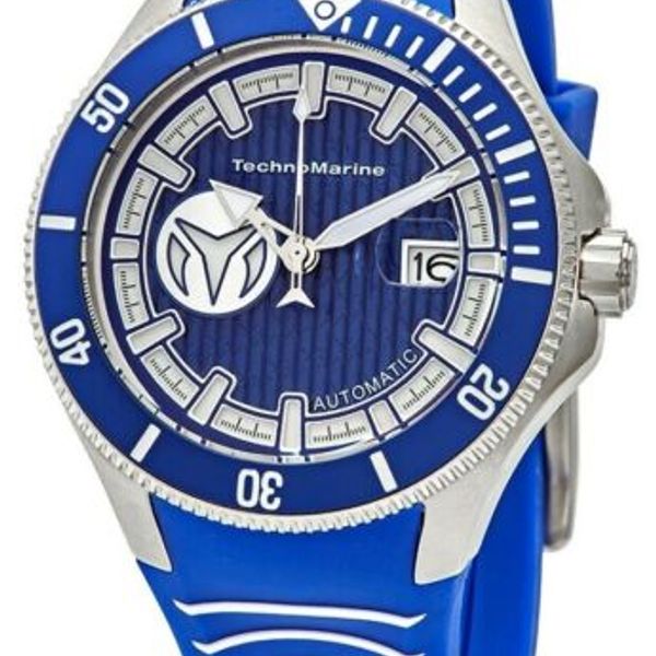 TechnoMarine Cruise Shark Automatic Date Blue Silicone Men's Watch TM ...