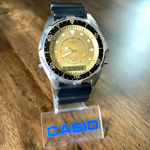 RARE Vintage 1987 Casio AMW-320C Analog Digital 100M Diver Watch Japan ...