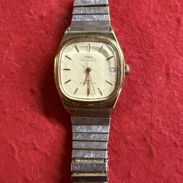 Vintage 1978 Timex Automatic Menâ s Gold Tone Square Date Stainless ...