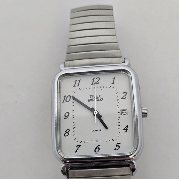 Men's TIMEX Indiglo Square Easy Reader Stainless Stretch Band - Needs ...