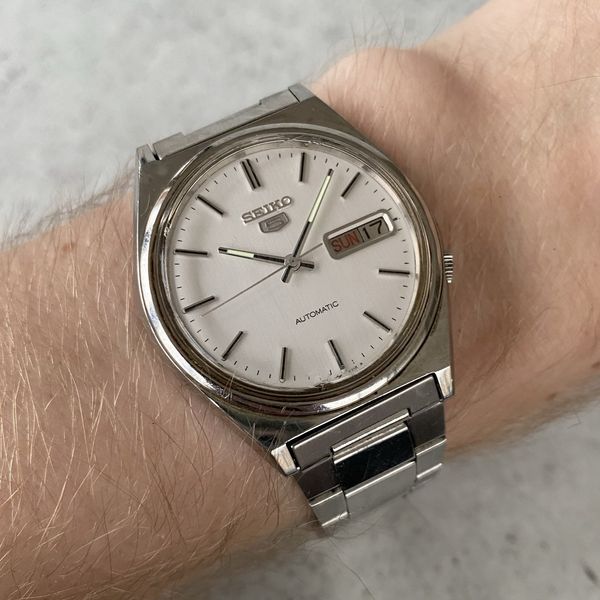 Vintage Seiko 5 Automatic Day Date 7009-3140 Silver Dial Watch | WatchCharts Marketplace