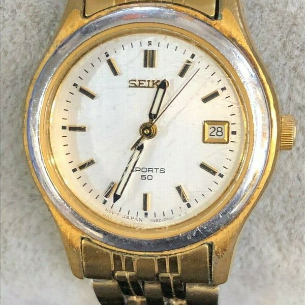 Seiko 7N82-0349 Gold Tone Quartz Analog Ladies Watch New Battery ...