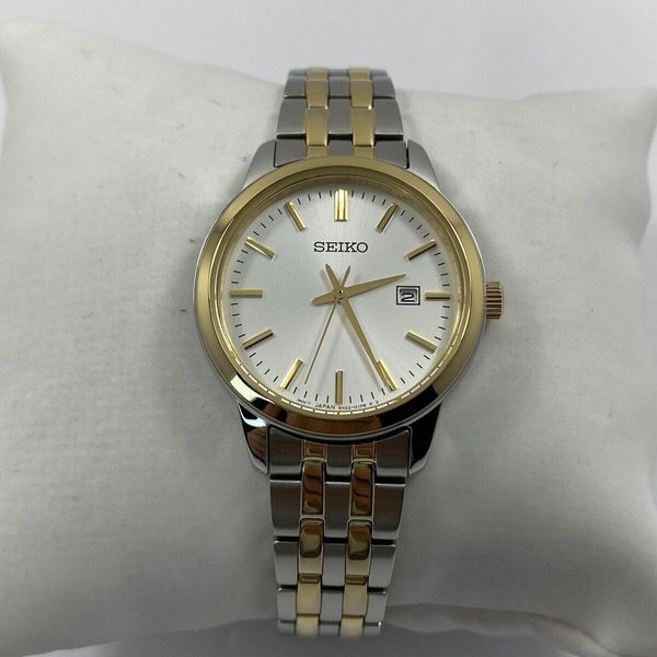 Seiko Essentials Quartz White Dial Two Tone Stainless Steel Ladies ...