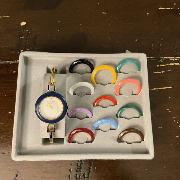 Rare Vintage Citizen Quartz Women Bangle Watch 5920 (12 Interchangeable ...