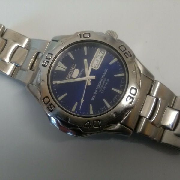 SEIKO 5 SPORT WATCH AUTOMATIC 7S36 - 00A0 VINTAGE BLUE FACE DAY / DATE ...