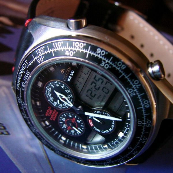 RARE CITIZEN C300-E80290 PROMASTER NAVIHAWK WORLD TIME CHRONOGRAPH ...