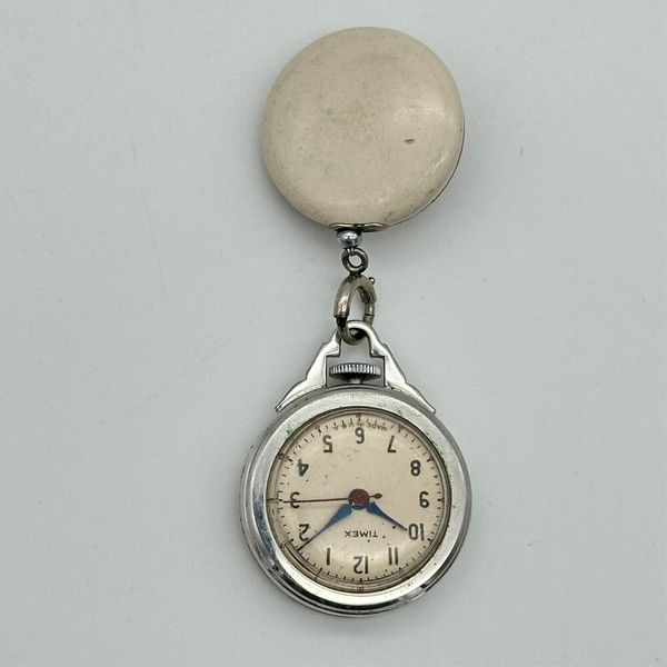 1960s Vintage TIMEX USA Nurse's White Enamel Lapel Mechanical ...
