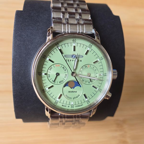 Zeppelin Moonphase Women's Watch Green Dial Date Day 8637M-4 ...