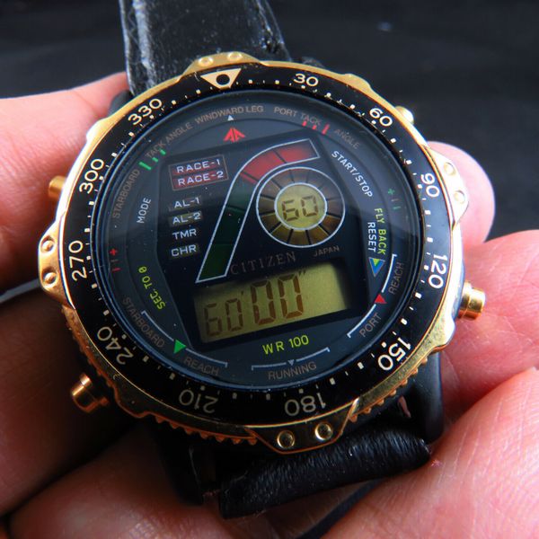 JAPAN CITIZEN PROMASTER RACE TACK ANGLE WINDWARD LEG LCD QUARTZ MEN ...