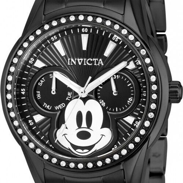 Invicta Women's Disney Lim Ed Mickey Mouse White Black Dial Crystal ...