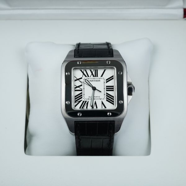 Cartier Santos 100 Black Automatic W20073X8 Complete Set Extra Straps ...