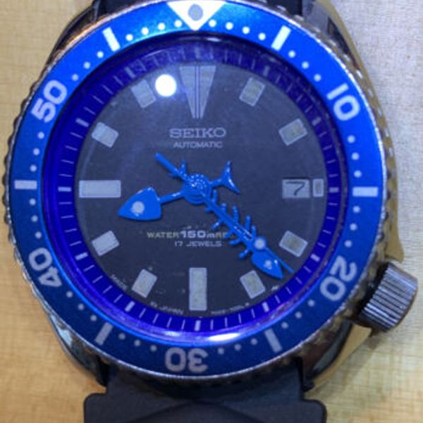 Seiko “TUNA “DIVERS w/ blue FiSHBONE hands w/Genuine 7002 case. Mech ...