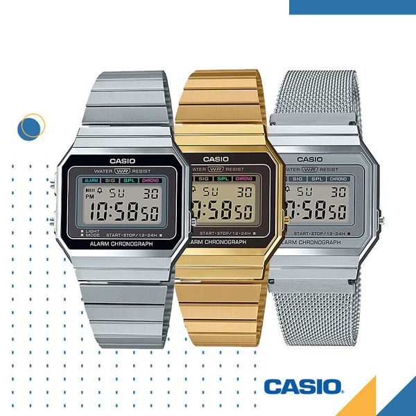 GENUINE Casio A700 Classic Retro Stainless Steel Digital Mens Womens ...