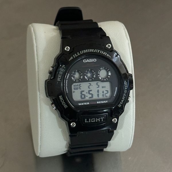 Casio W-214HC Digital Watch Black Quartz Water Resist 5 Bar Illuminator ...