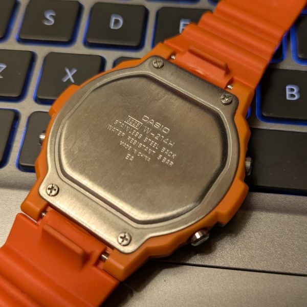 Lightly Used Casio Men's W-214H Chronograph Orange Watch | WatchCharts ...