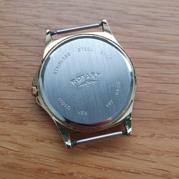 Rotary Quartz Gold Tone Watch Model Ref. G3002 Vintage with Day Date ...