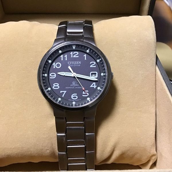 CITIZEN Attesa Eco Drive Titanium Black Dial Perpetual Calendar 36cm 17 ...