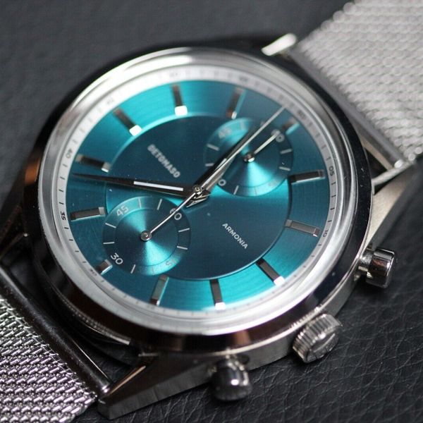DeTomaso Armonia D12-08 Turquoise Chronograph 39mm Watch Seiko VD51 ...