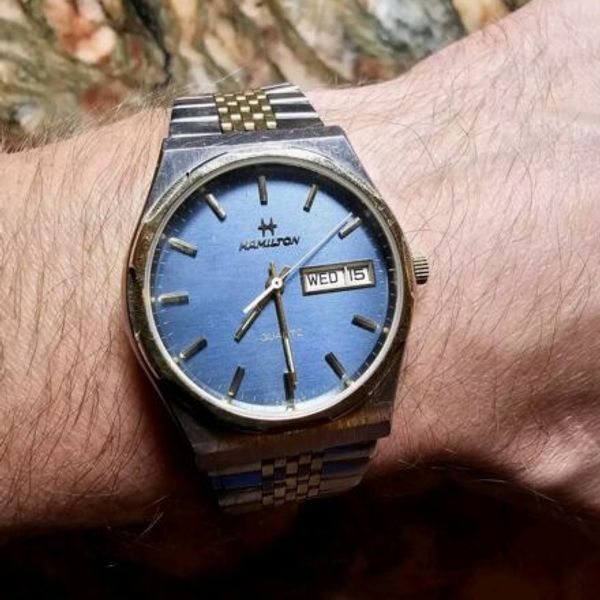 Vtg Hamilton Swiss Two-Tone Day Date Quartz Men's Watch 907880 Rare ...
