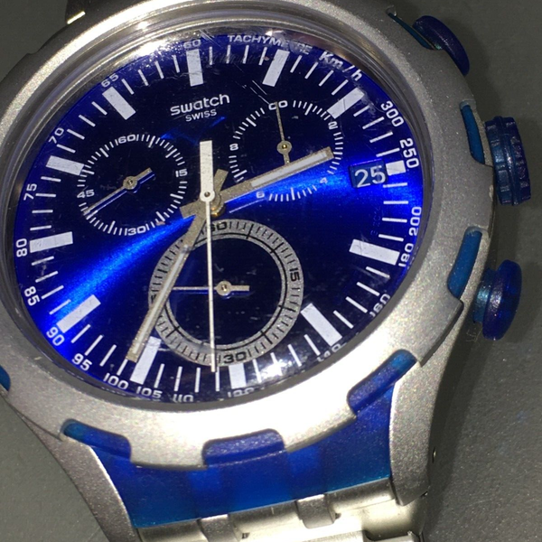 SWATCH Luminous Blue Dial Aluminum Watch, Untested | WatchCharts ...
