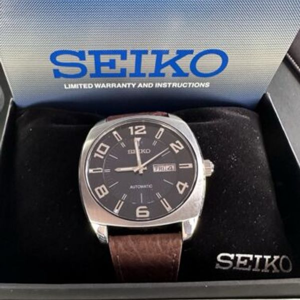 Seiko Recraft Automatic Blue Dial Brown Leather Men's Watch SNKN37 ...