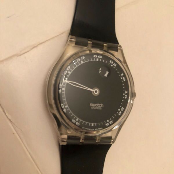 swatch watch gk182 upside down black on black vintage retro sweet ...