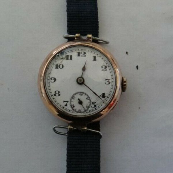 Vintage Antique Trench Hinged Lugs Rolex 9K Gold Manual Wind Ladies ...
