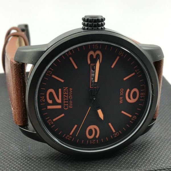 Citizen Eco-Drive Black Dial Brown Leather Mens Watch BM8475-26E ...