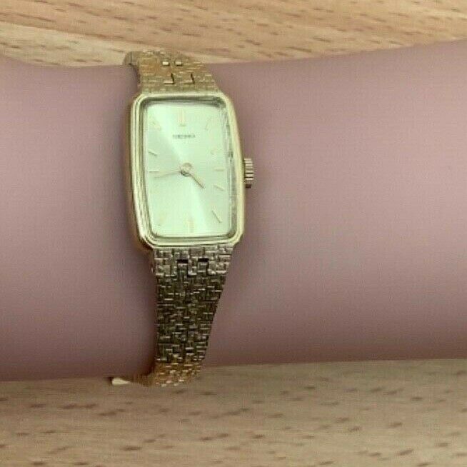 Seiko Ladies Gold Plated Links Watch Mechanical Safety Chain Seiko Ladies Gold Plated Links Watch Mechanical Safety Chain
