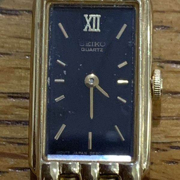Vintage Seiko 2E20-6721 Black Dial Quartz Ladies Bracelet Watch -14mm ...