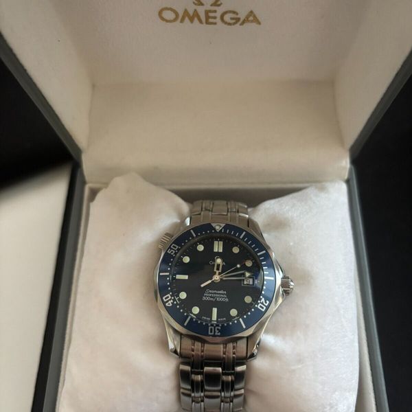 OMEGA Seamaster Blue Men's Mid-Size Watch Boxed With Receipt Papers ...