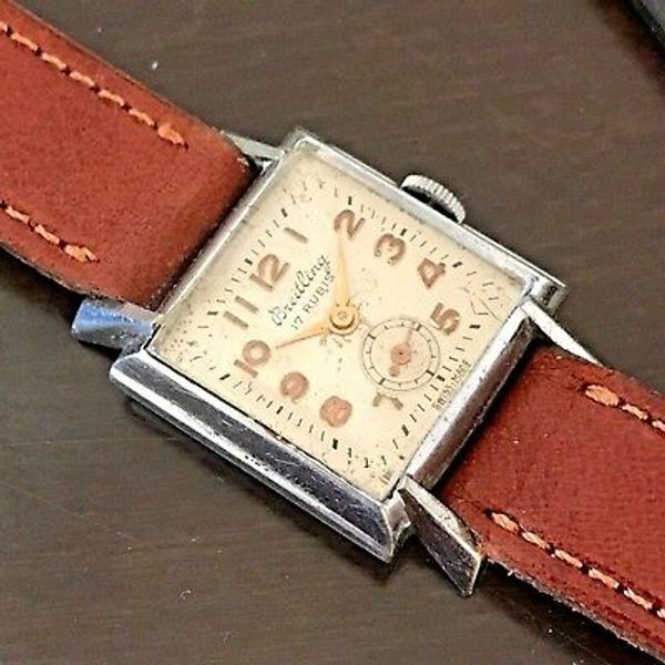 VINTAGE SQUARE BREITLING SWISS WATCH LADIES WATCH ORIGINAL DIAL ...