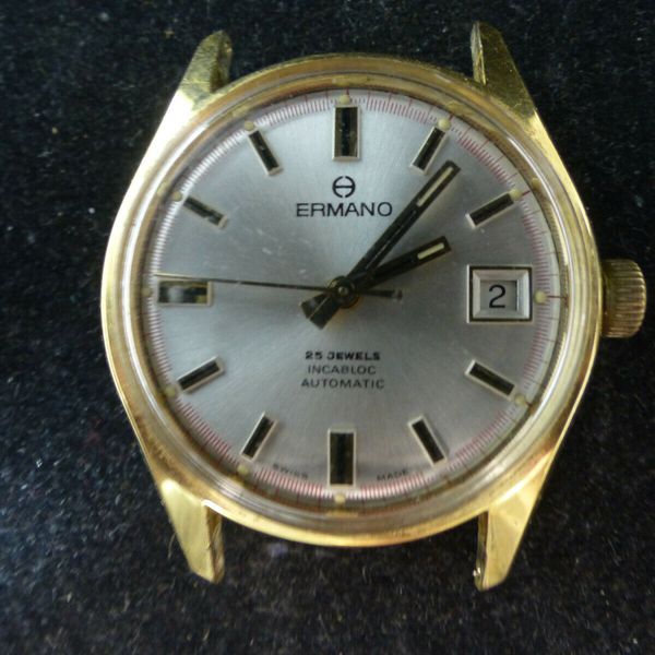 VINTAGE ERMANO 25 JEWELS GOLD FILLED AUTOMATIC MEN'S WATCH ...