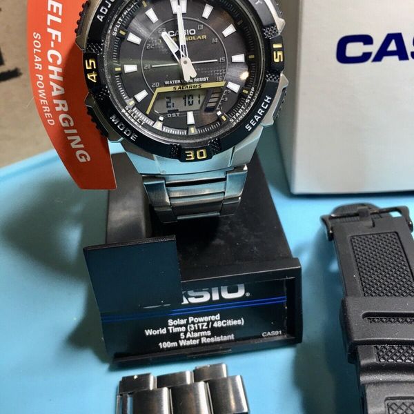 CASIO ANA DIGI COMBINATION TOUGH SOLAR 42MM RESIN CASE STAINLESS STEEL ...