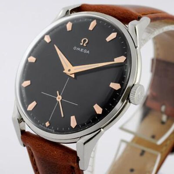 AUTHENTIC 1947' OMEGA SPIDER LUGS MANUAL WIND JUMBO SIZE STEEL GENTS ...