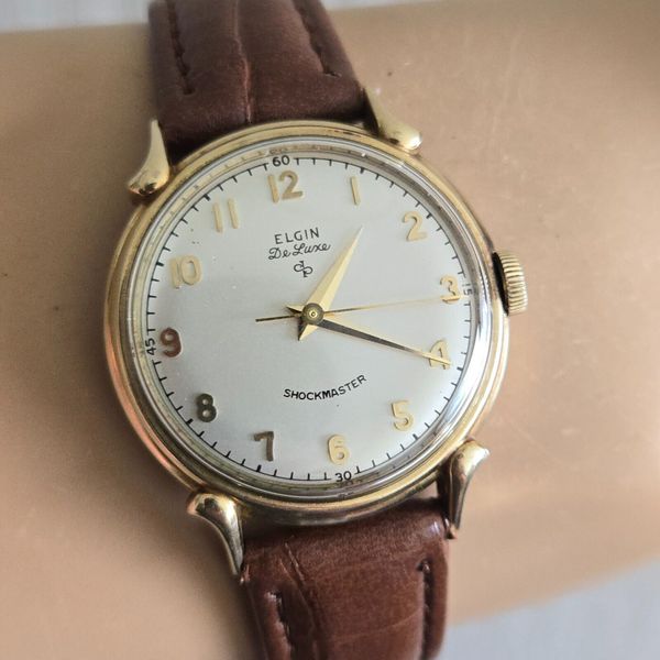 Vintage Elgin Deluxe Shockmaster men's watch cal.685 18Jewels 10K GF ...