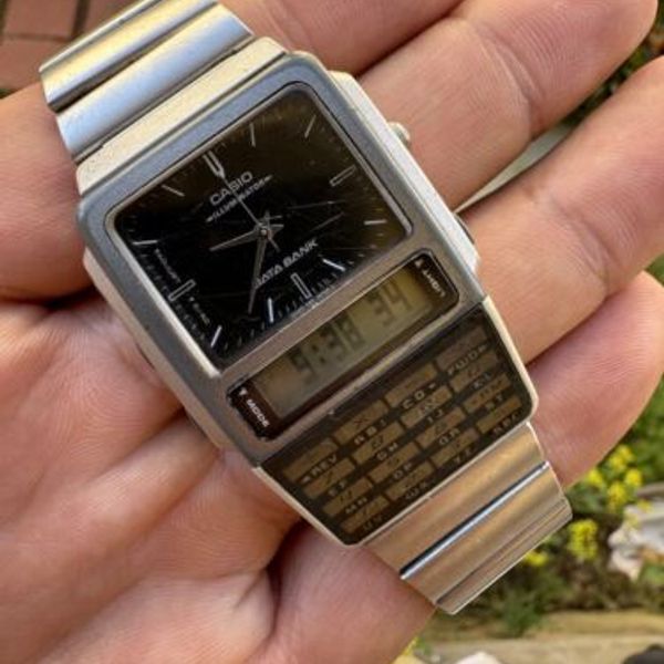 Casio Data Bank ABC-30 2332 Calculator Rare Analog Watch Illuminator ...